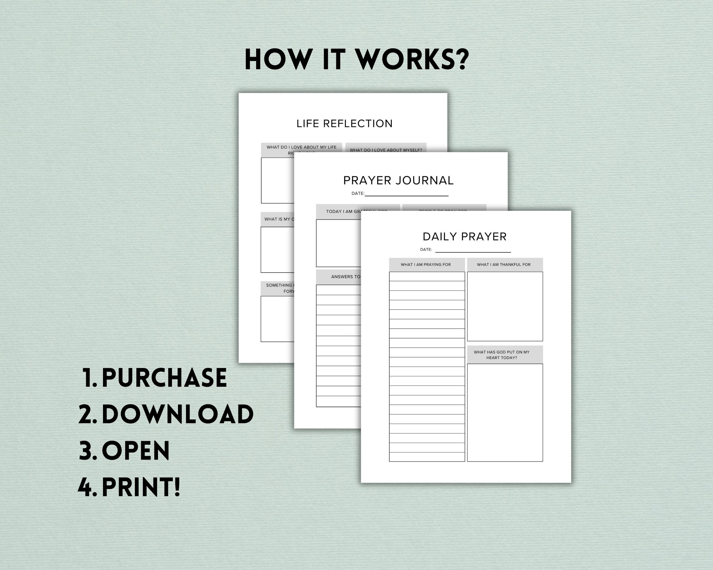 Prayer Journal Printable Template With Daily Reflections, Scripture ...