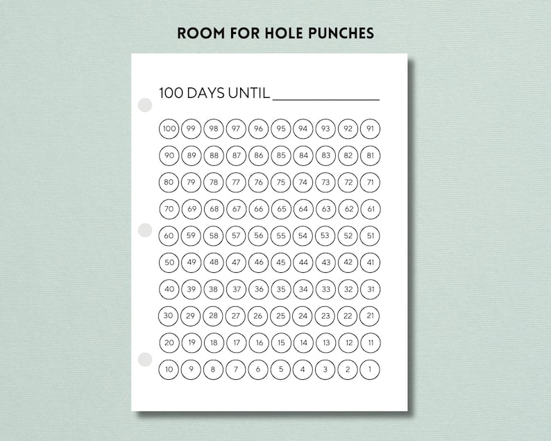 100, 60, 30 Day Countdown Printable Template, Countdown Calendar ...