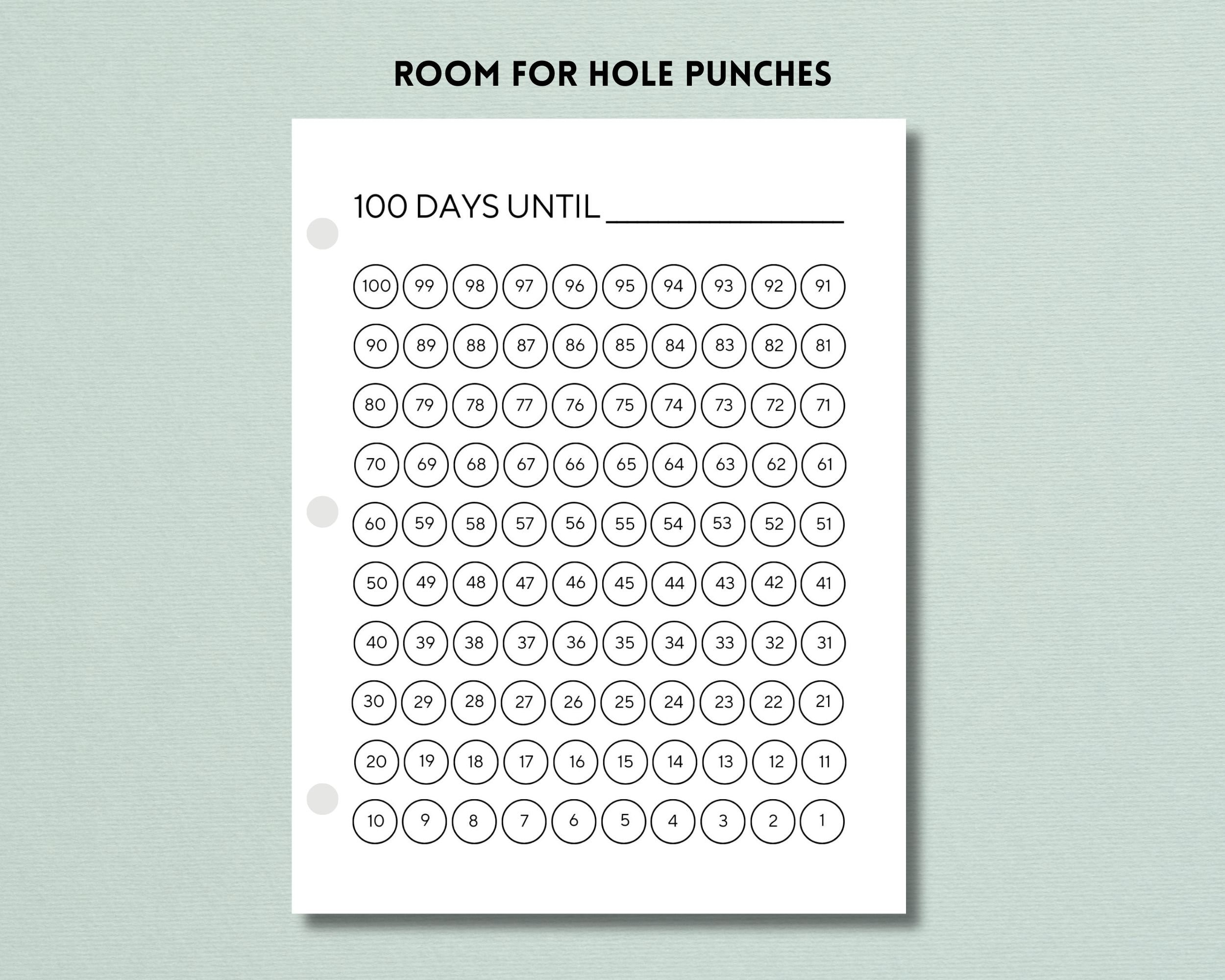 100, 60, 30 Day Countdown Printable Template, Countdown Calendar ...