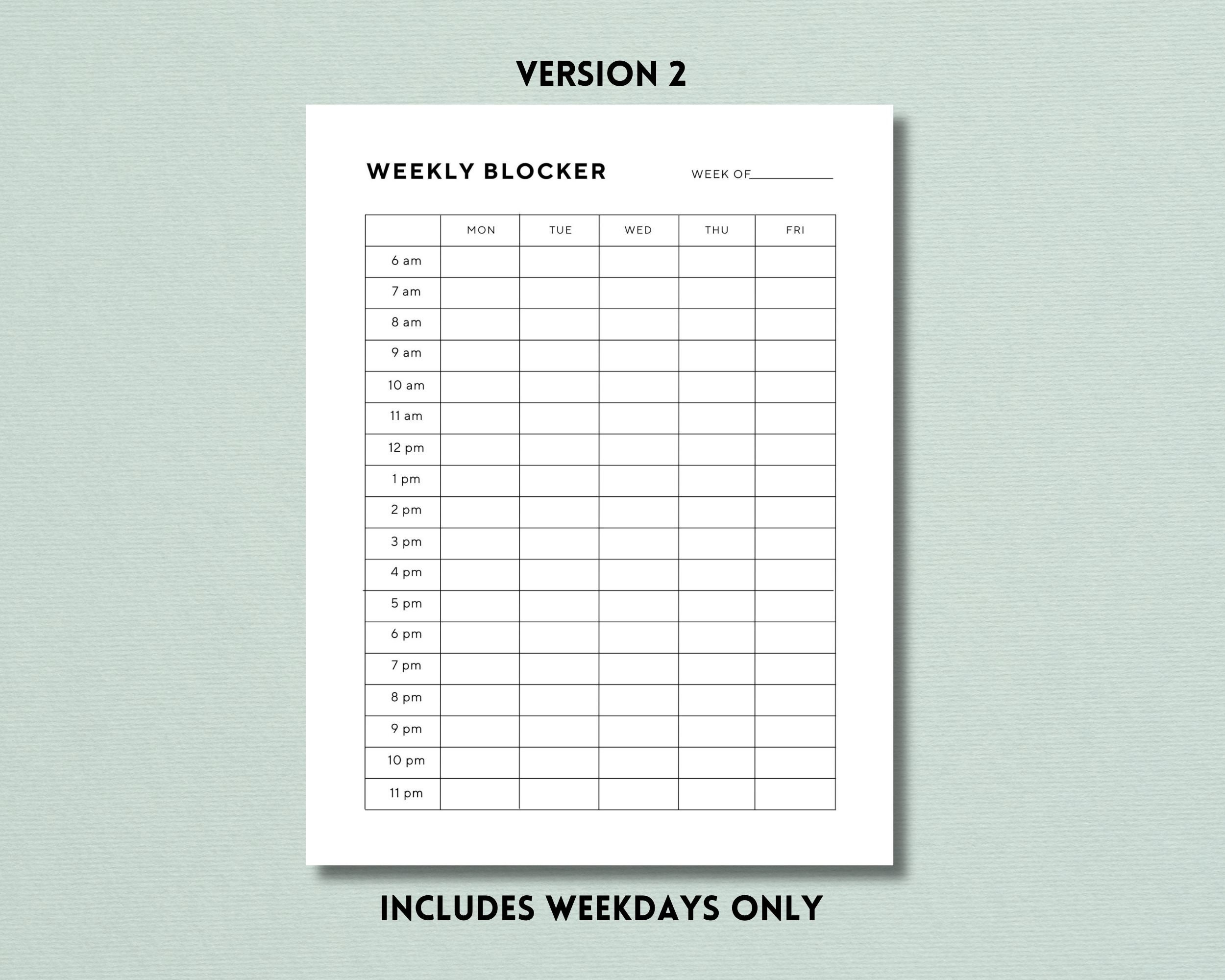 Daily and Weekly Schedule, Time Blocking Digital Planner, Week at a ...