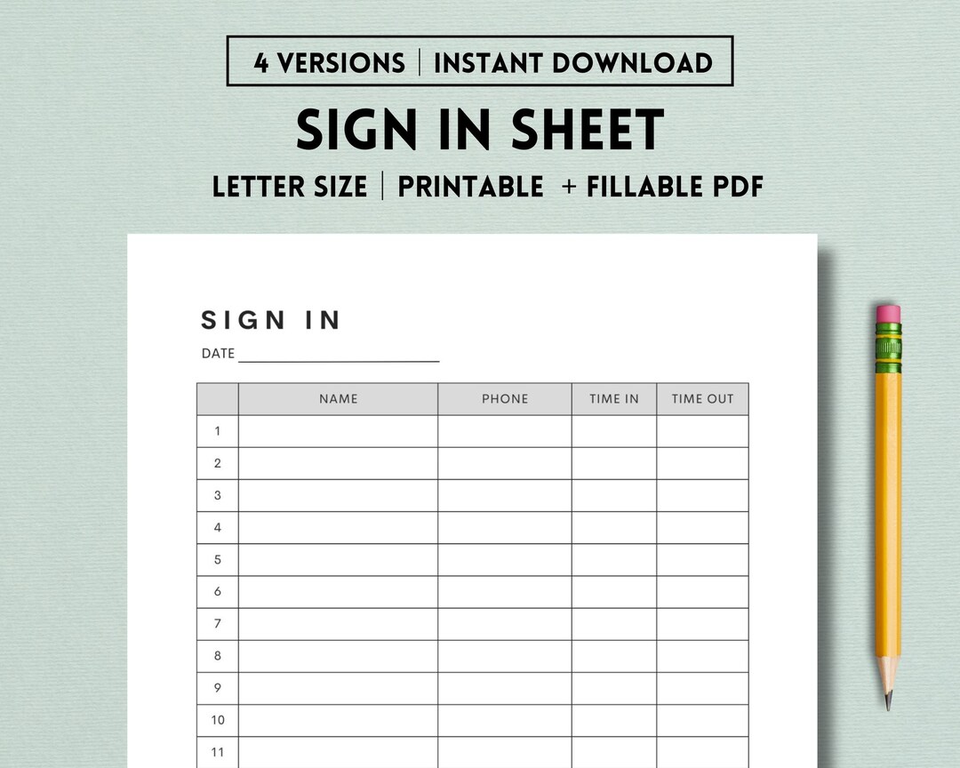 Sign in Sheet Printable, Event Sign In, Open House Sign In, Real Estate ...