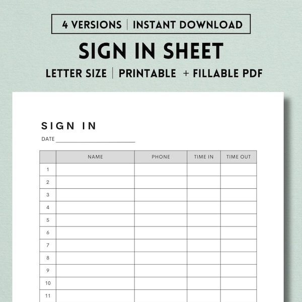 Client Sign in Sheet - Etsy