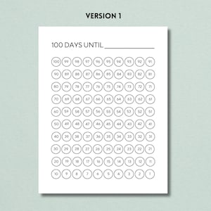 100, 60, 30 Day Countdown Printable Template, Countdown Calendar ...