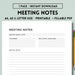 Meeting Notes Printable, Note Taking Template, Office Organization ...