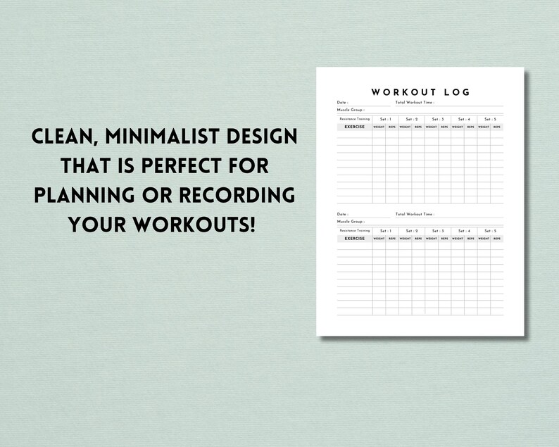 Weightlifting and Cardio Log Printable, Workout Planner, Workout ...