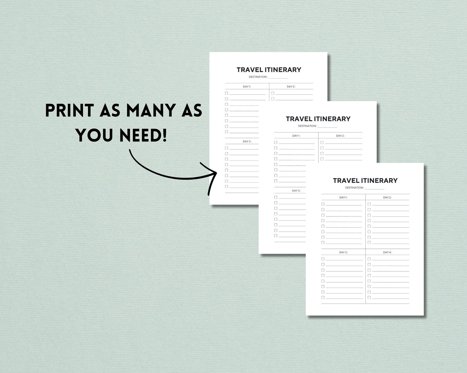 Travel Itinerary Printable, Travel Itinerary Sheets, Travel Planner ...