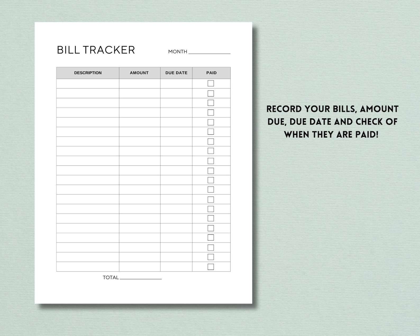 Monthly Bill Tracker Printable Template, Expense Tracker, Bill Payment ...