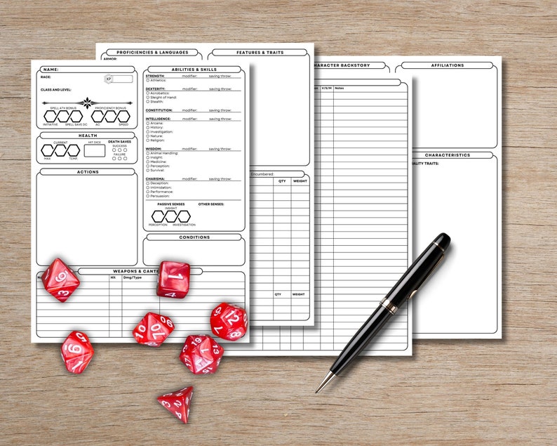 Dnd Character Sheet Printable, 5e, Dnd Character Journal, Dnd Player ...