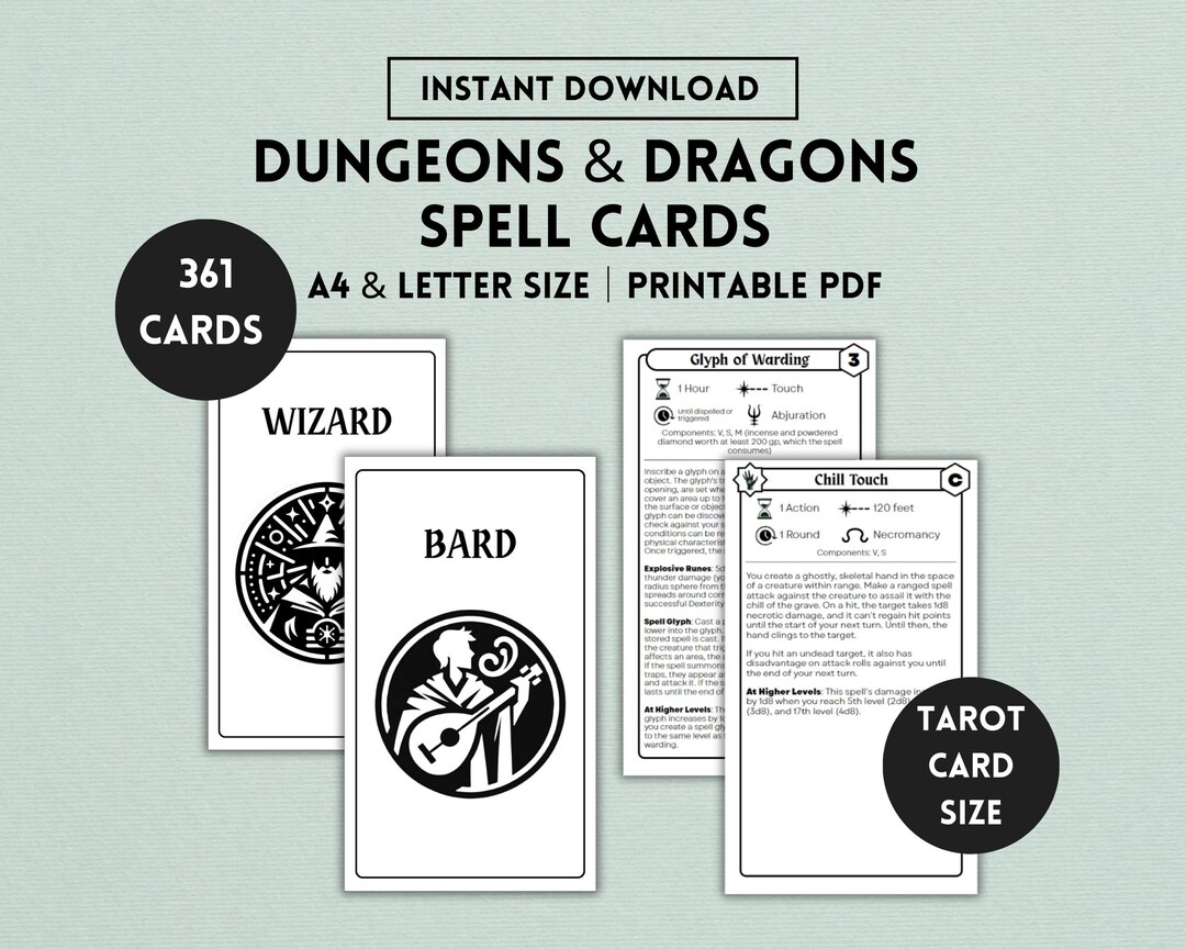 Dnd Cards 5e Dnd Spellcards Dnd Spell Cards Dnd Printable - Etsy Australia