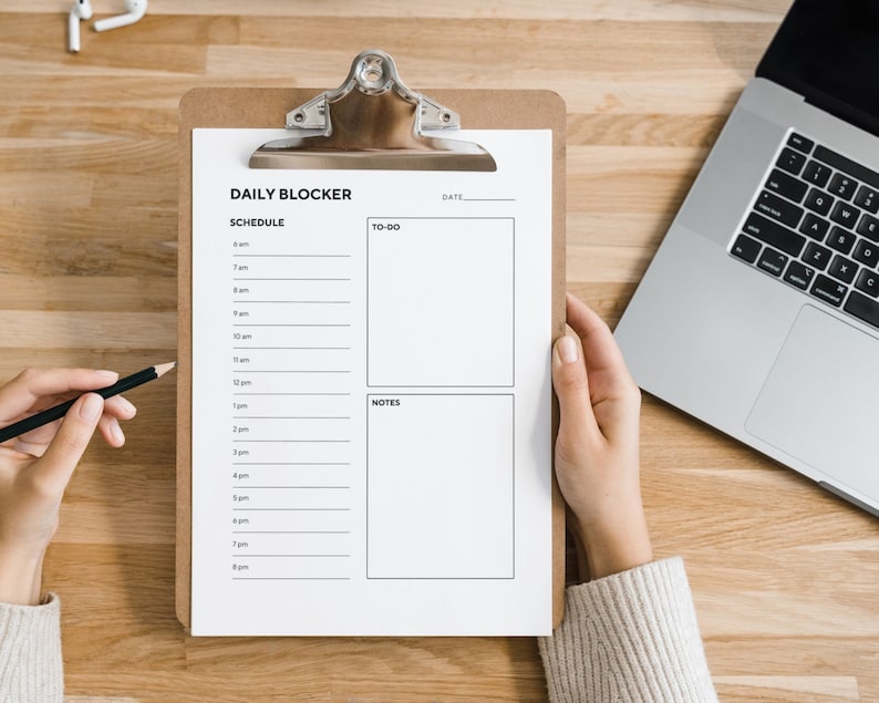 Daily and Weekly Schedule, Time Blocking Digital Planner, Week at a ...