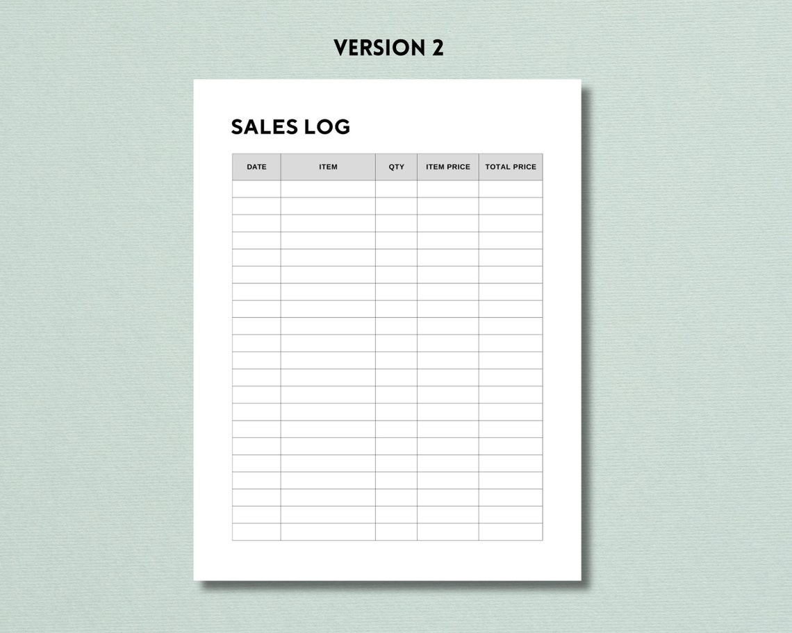 Sales Log Printable Template Sales Tracker Order Tracker - Etsy