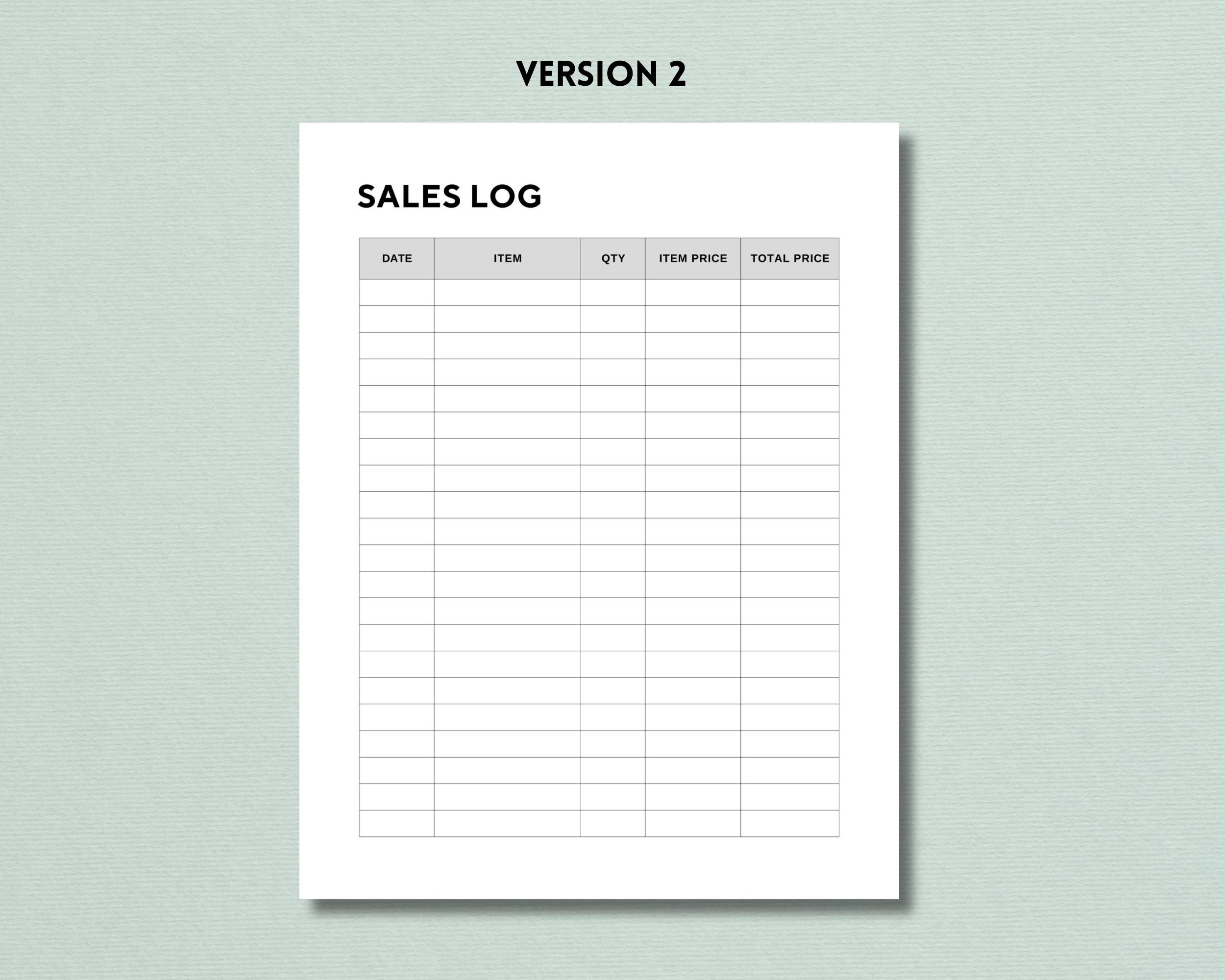 Sales Log Printable Template, Sales Tracker, Order Tracker, Order List ...