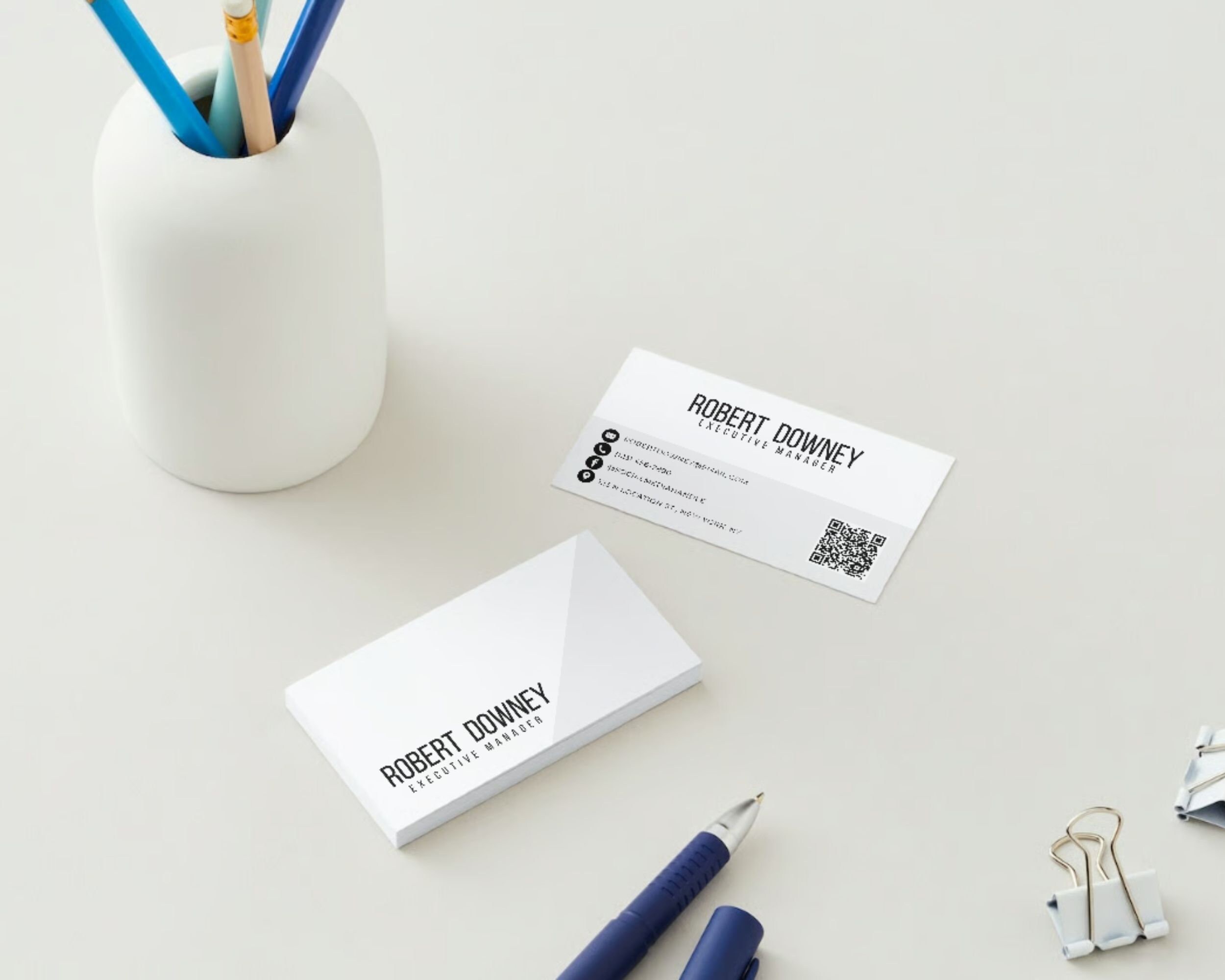 Business Card With QR Code Template, Men Business Card, Modern Business ...