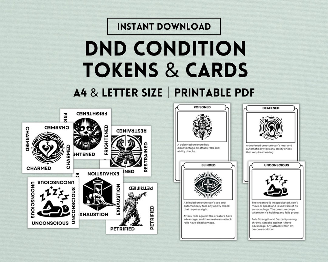 Dnd Condition Tokens and Cards, Dnd 5e, Dnd Cards, Dnd Tokens, Dnd ...