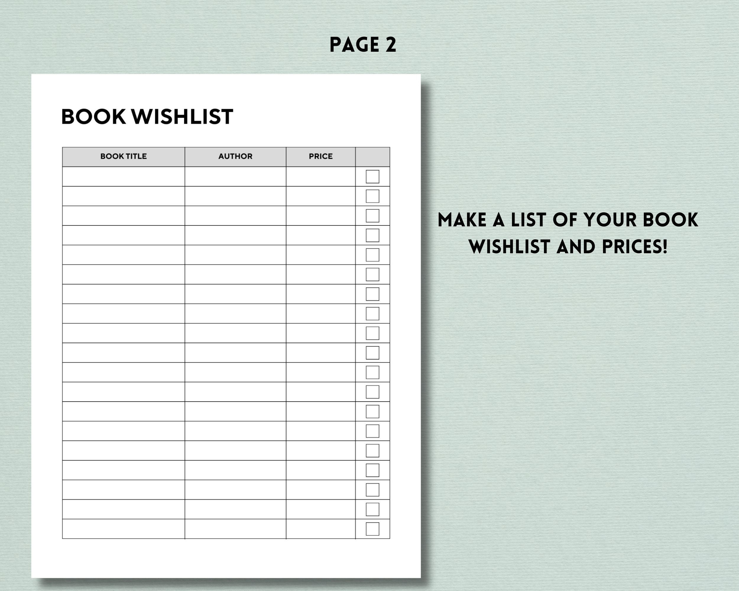 Book Reading Log Planner Printable Template, Reading Journal, Book List ...