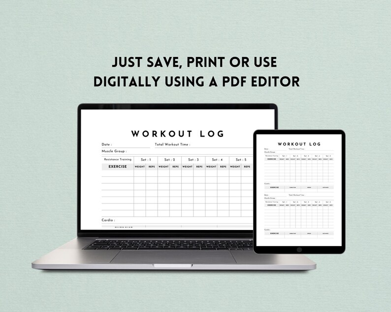 Weightlifting and Cardio Log Printable, Workout Planner, Workout ...