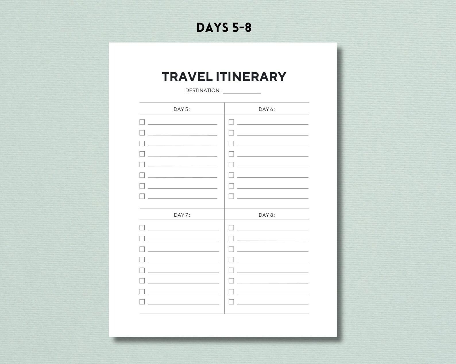 Travel Itinerary Printable, Travel Itinerary Sheets, Travel Planner ...