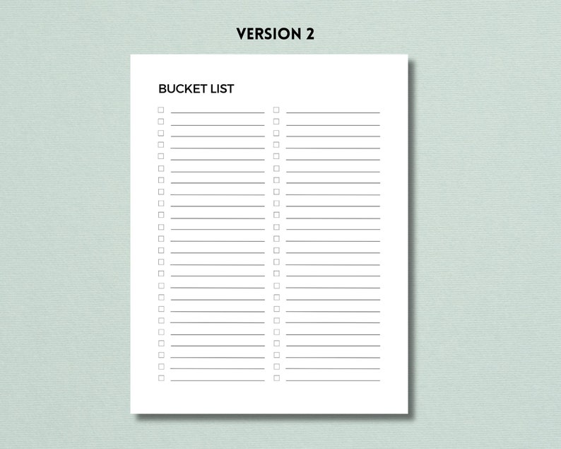 Bucket List Printable Template, Bucket Journal Book, Life Goals, Travel ...