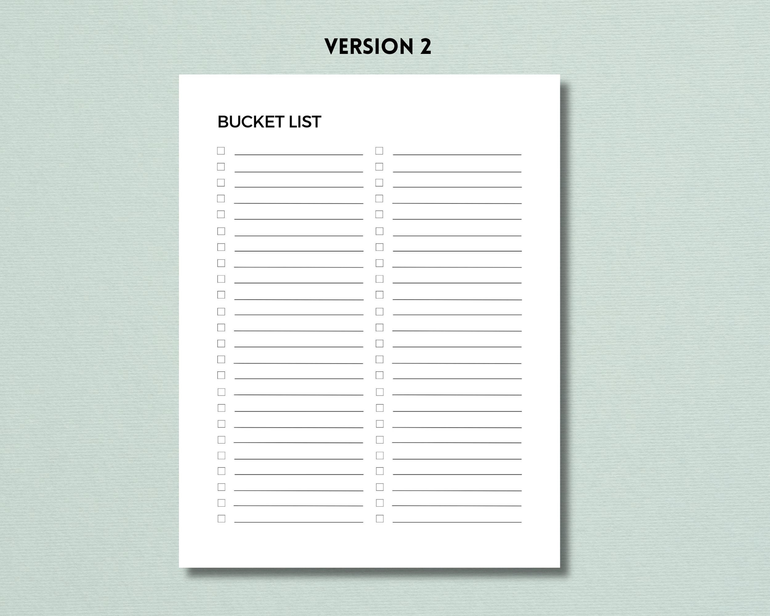 Bucket List Printable Template, Bucket Journal Book, Life Goals, Travel ...