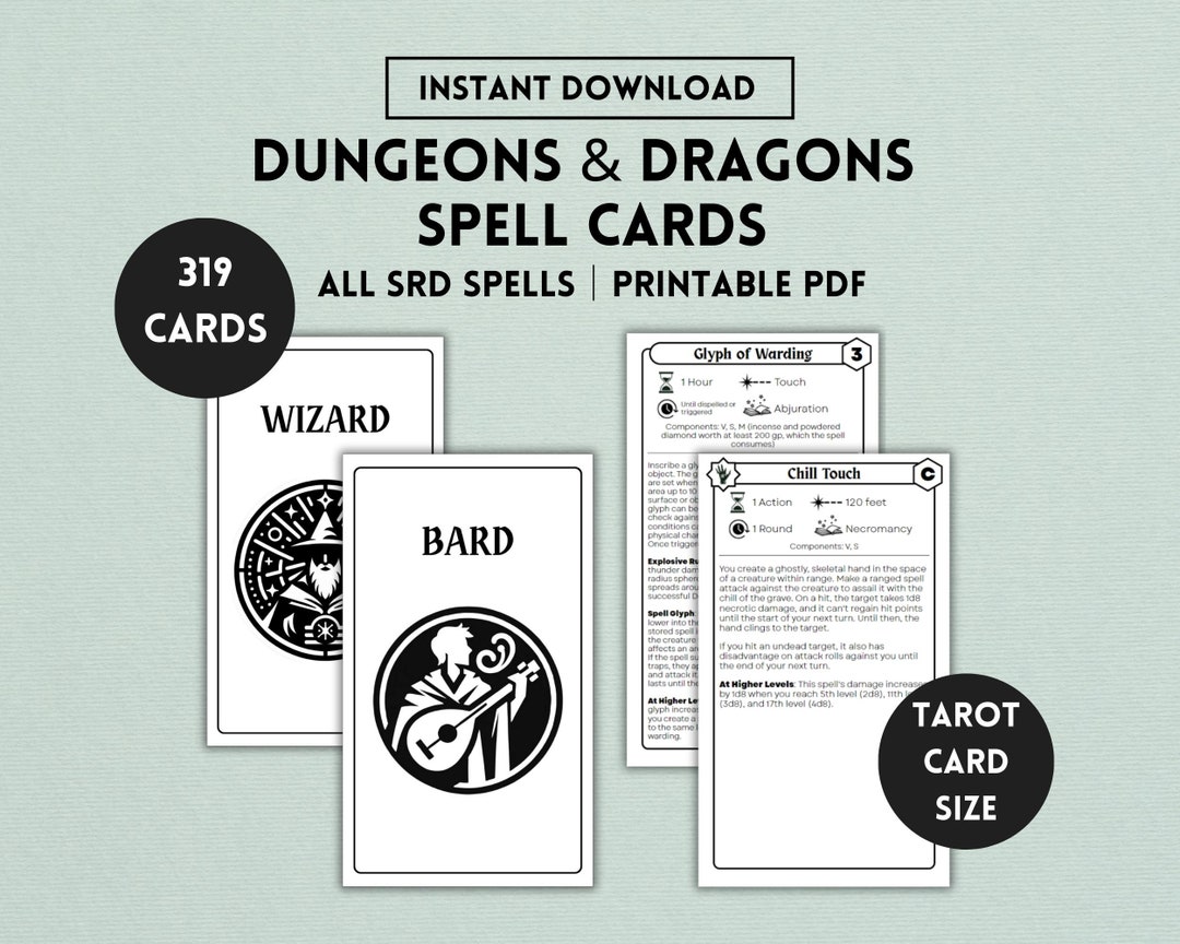 Dnd Spellcards, 5e, Dnd Spell Cards, Dnd Cards, Dnd Printable, Dnd ...