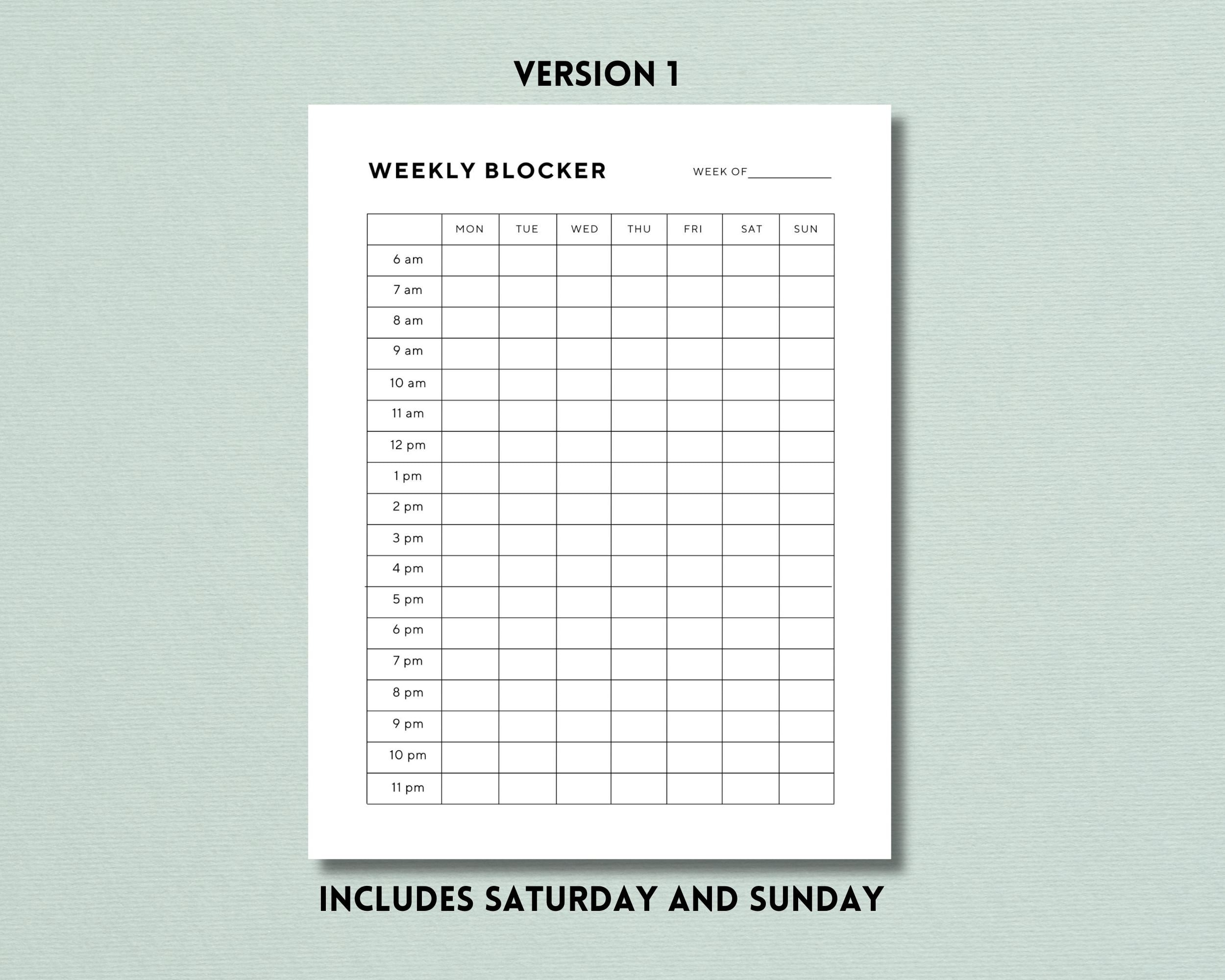 Daily and Weekly Schedule, Time Blocking Digital Planner, Week at a ...