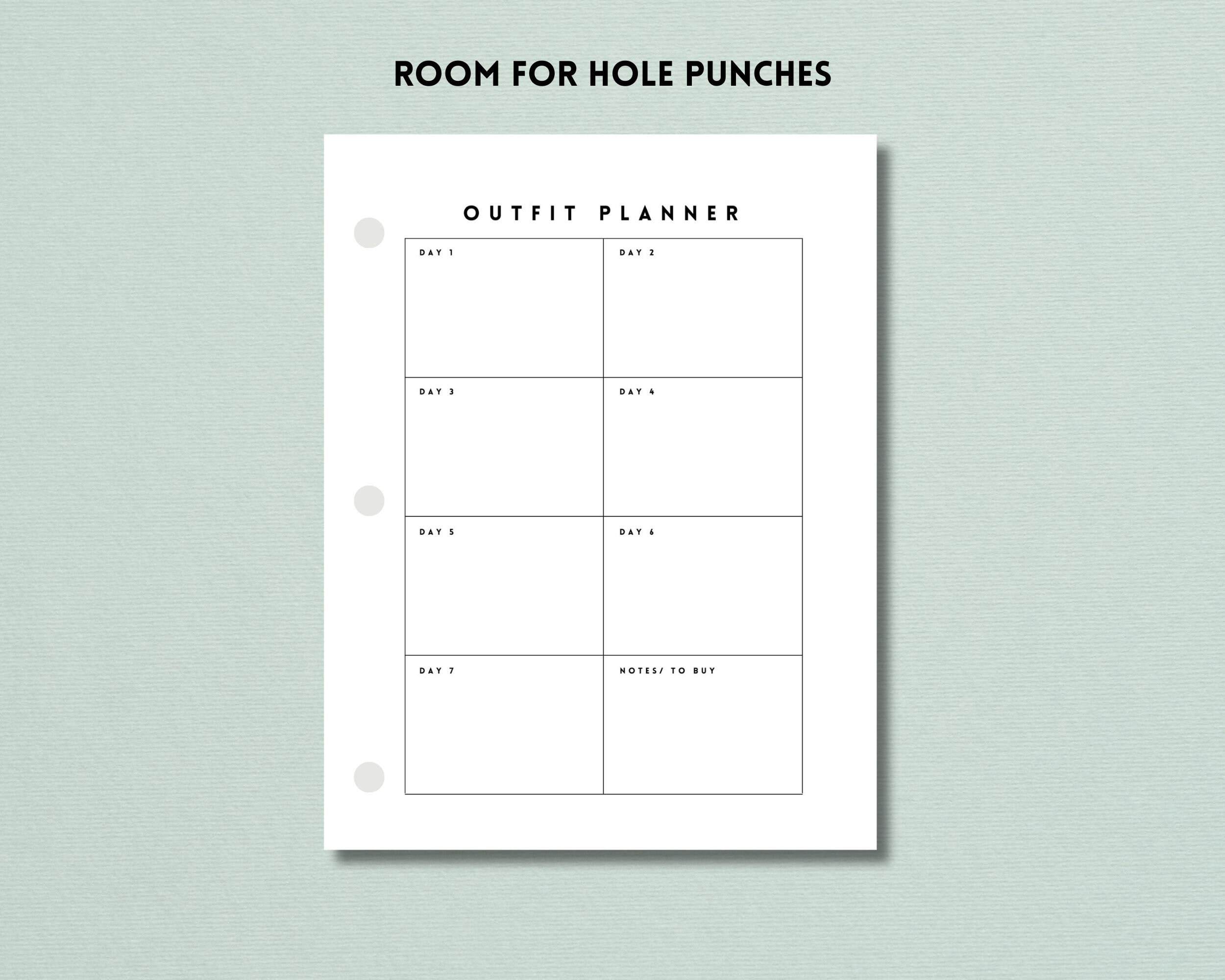 Travel Outfit Planner Printable Daily Outfit Planner - Etsy