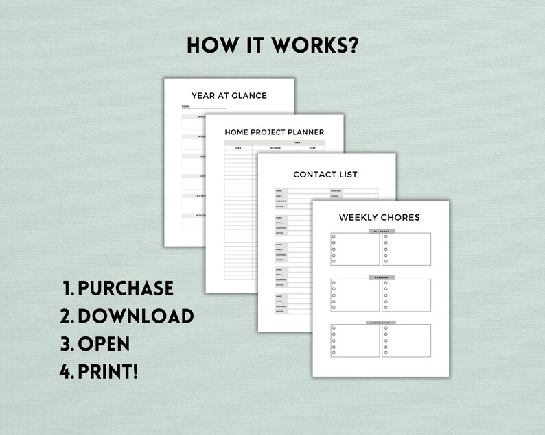 Household Planner Printable, Home Planner Digital, House Planner Binder ...