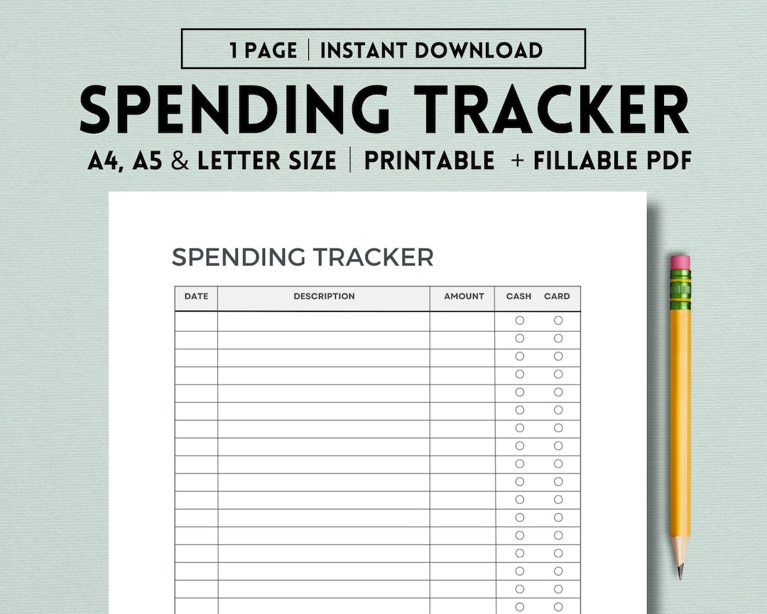 Spending Tracker Printable Template, Budget Planner Insert, Budget ...