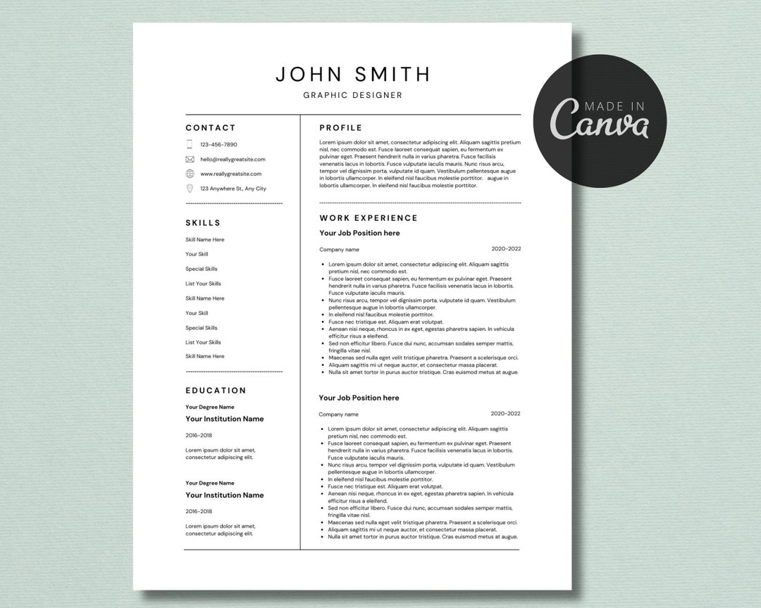 Easy Resume Template, Job Resume, Resume Writer, Custom Resume Template ...
