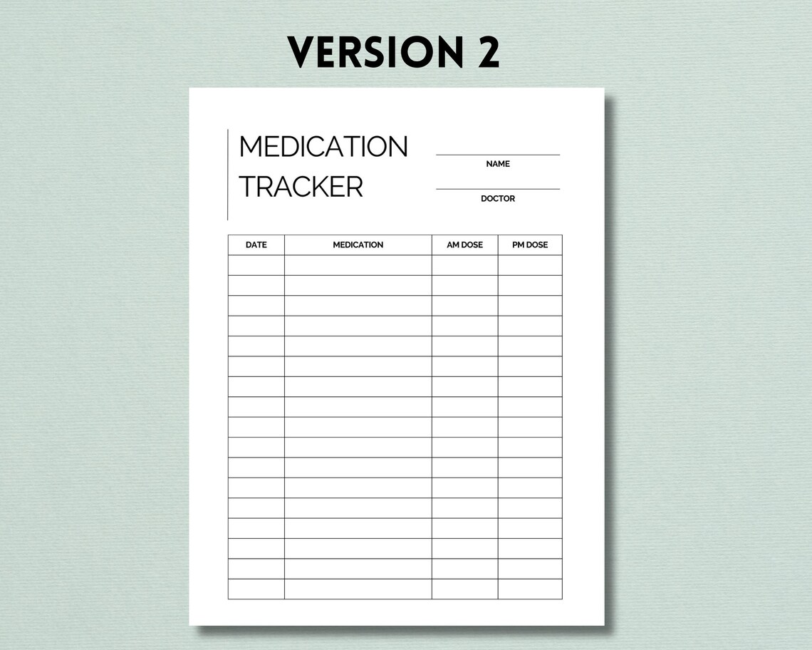 Printable Medication Tracker: Daily Pill & Dosage Chart PDF Download - Etsy