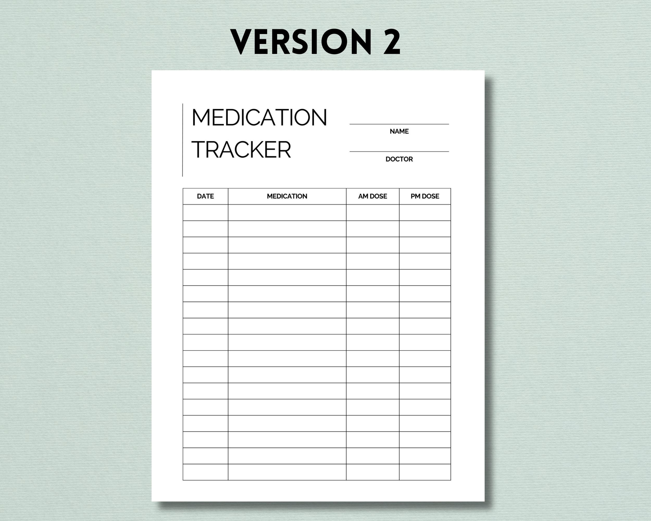 Printable Medication Tracker: Daily Pill & Dosage Chart PDF Download - Etsy