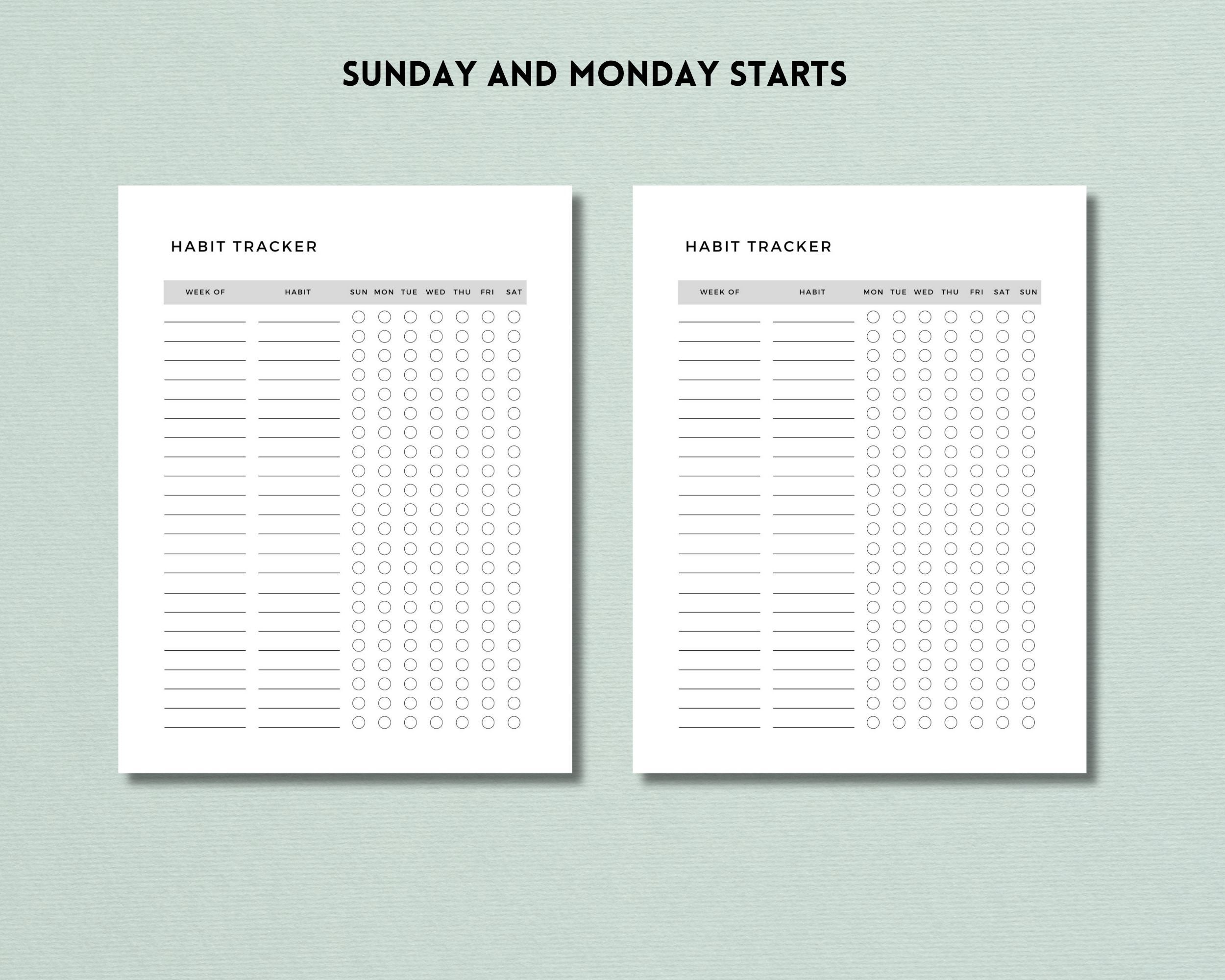 Weekly Habit Tracker Printable Habit Tracker Template - Etsy