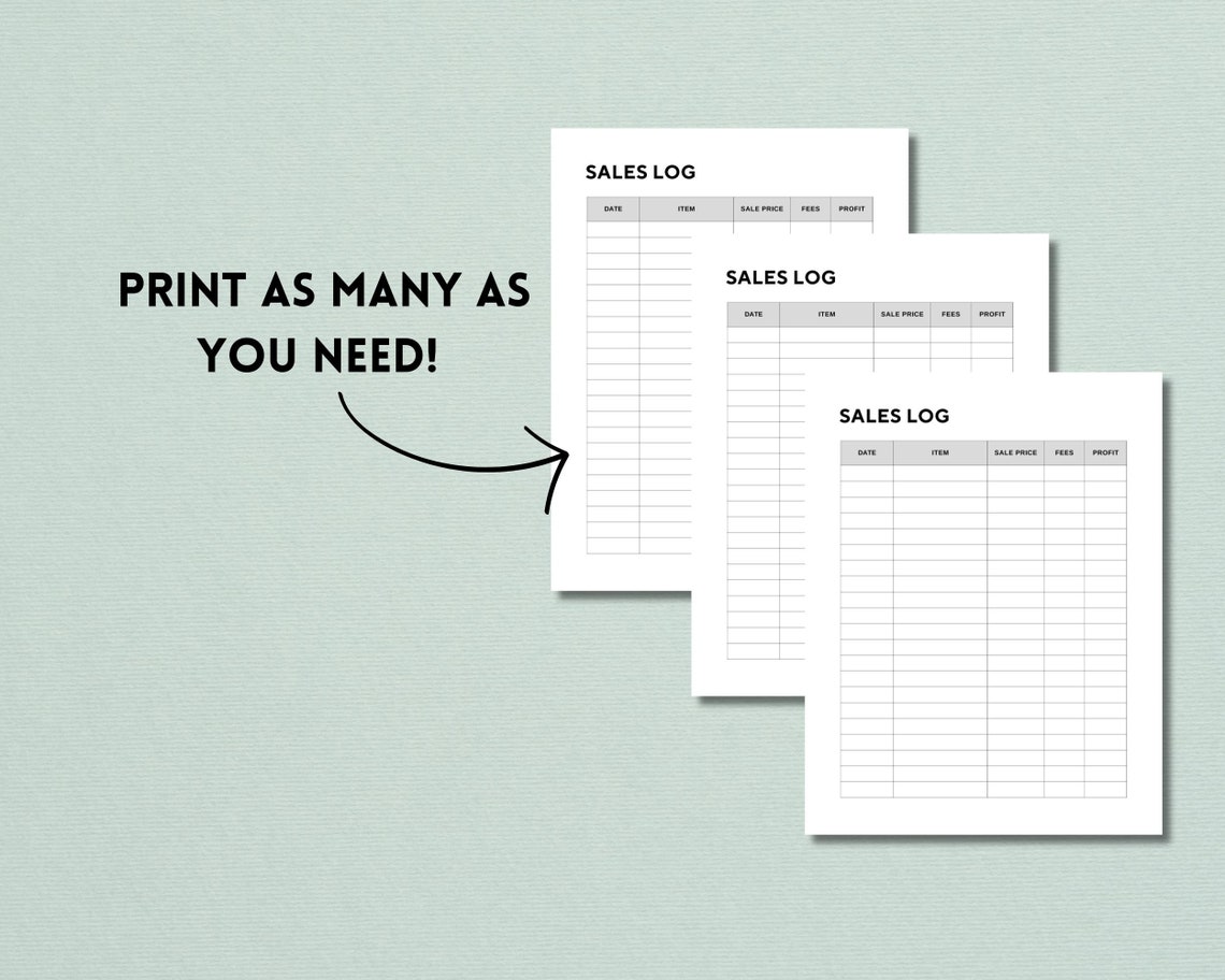 Sales Log Printable Template Sales Tracker Order Tracker - Etsy