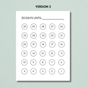 100, 60, 30 Day Countdown Printable Template, Countdown Calendar ...