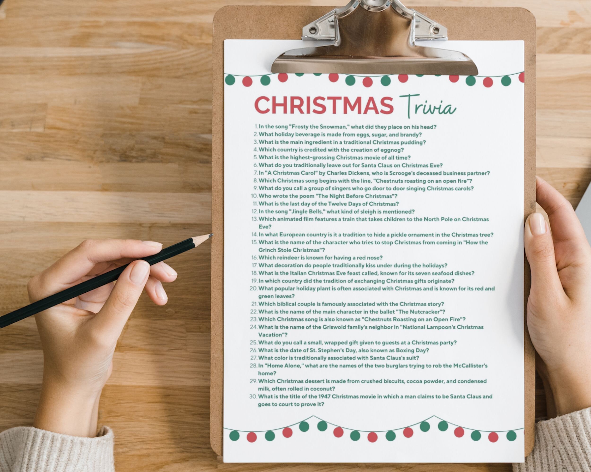 Christmas Trivia Printable, Holiday Trivia Game, Printable Christmas ...