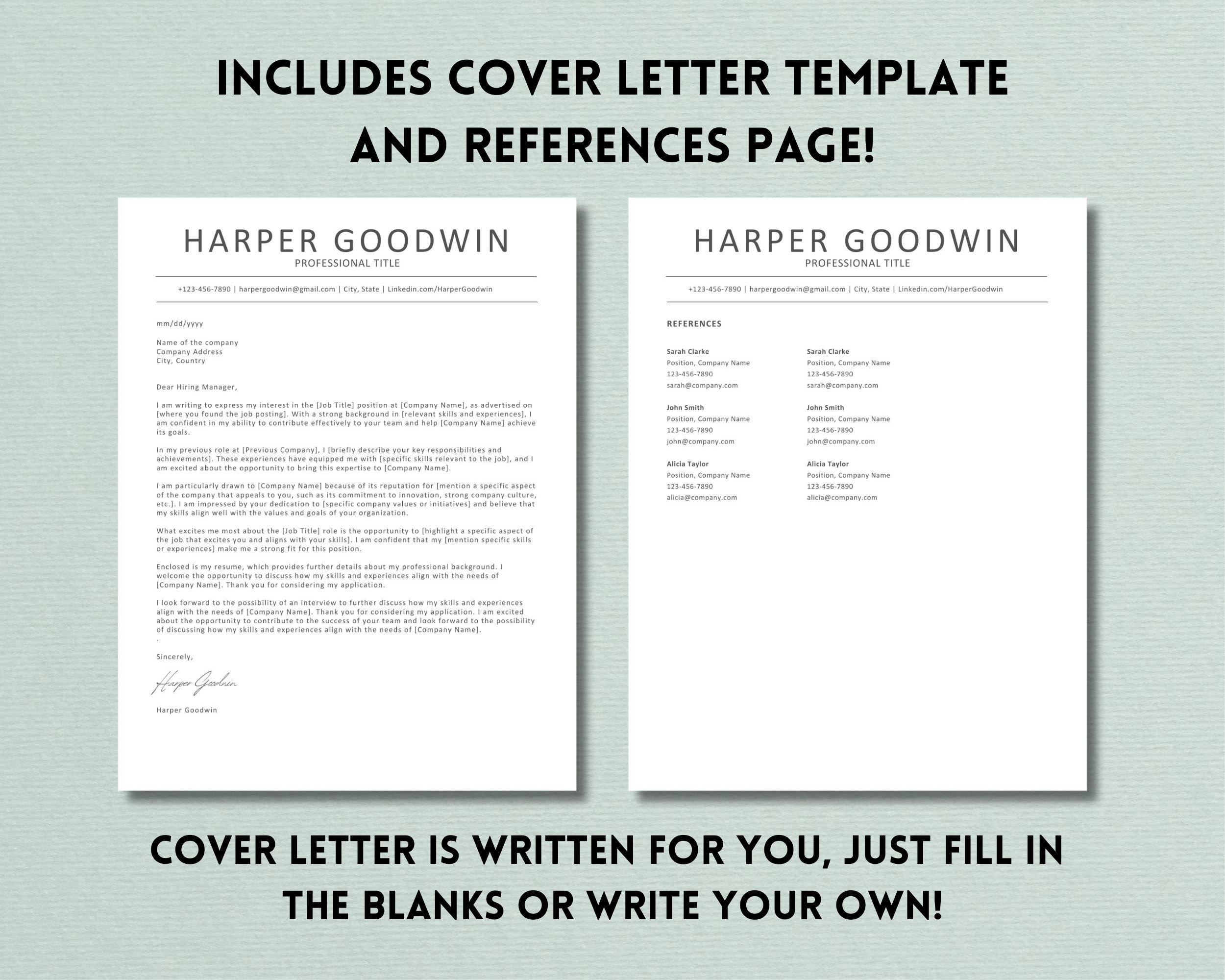 ATS Resume Template ATS Friendly Resume 2 Page Resume - Etsy