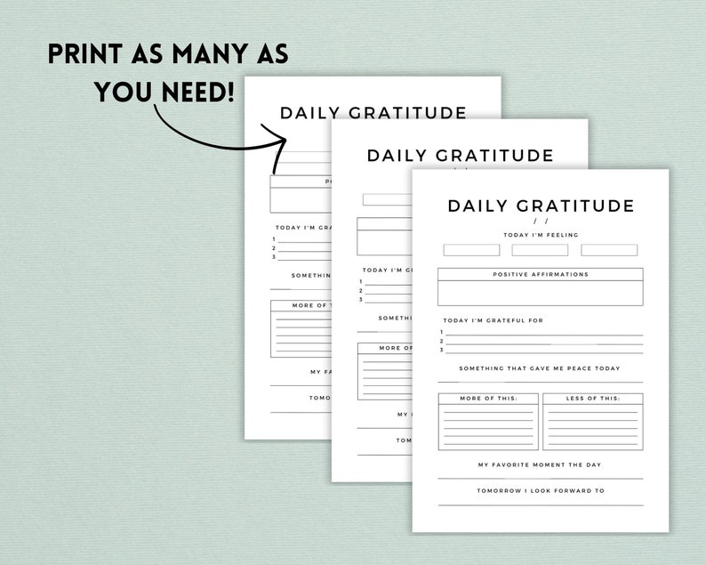 Daily Gratitude Printable, Gratitude Journal Prompts, Gratitude Diary ...