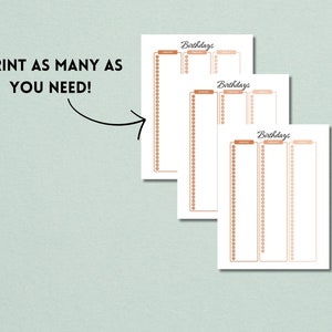 Birthday Dates Printable Template, Reminder Book, Birth Date List ...