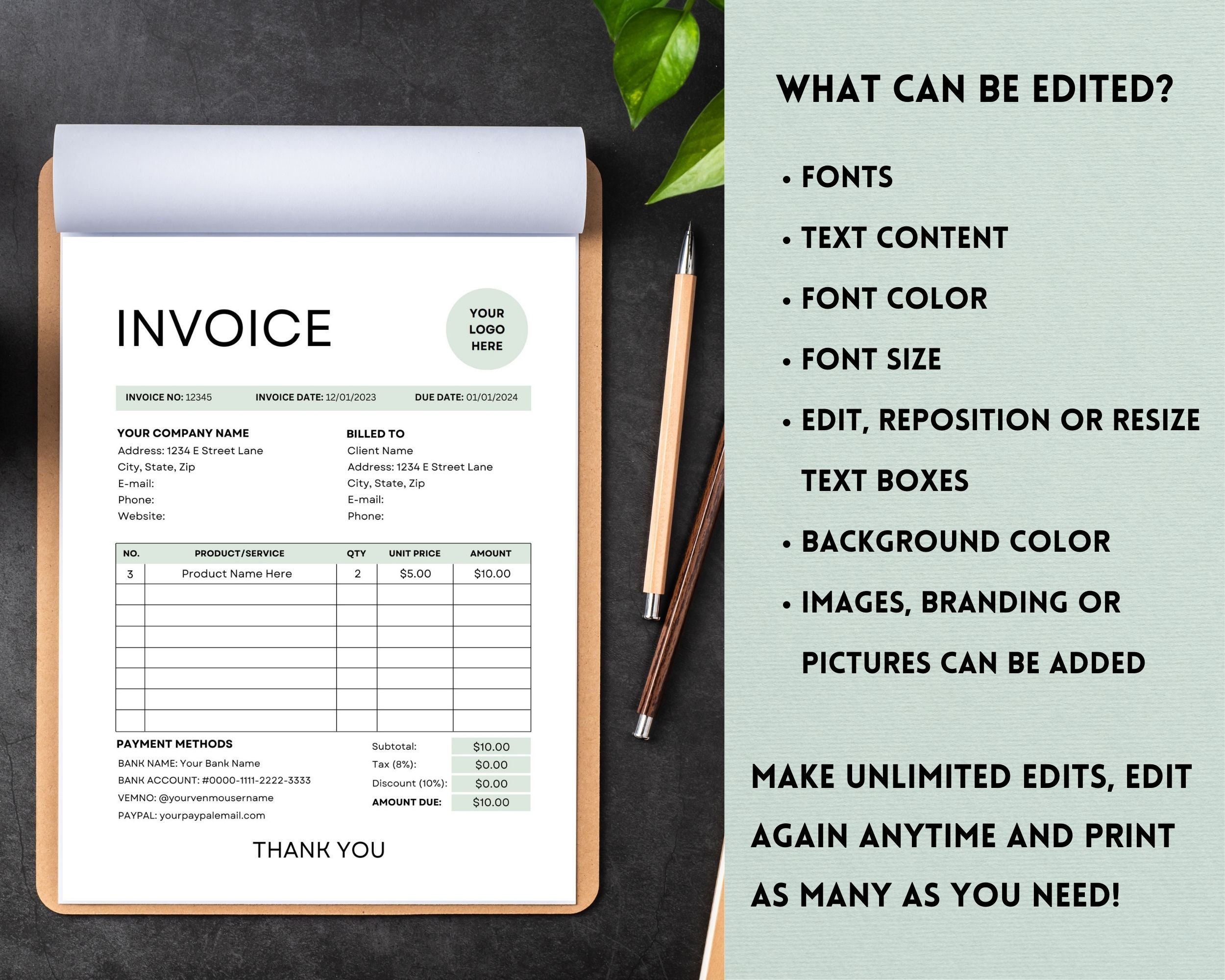 Service Invoice Template, Bakery Invoice, Event Invoice, Business ...