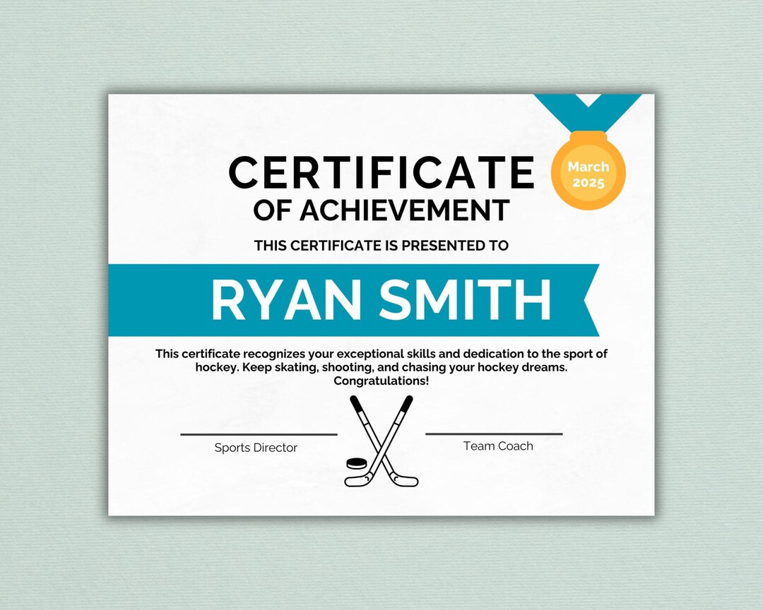 Editable Hockey Award Certificates, Award Ceremony Certificate ...