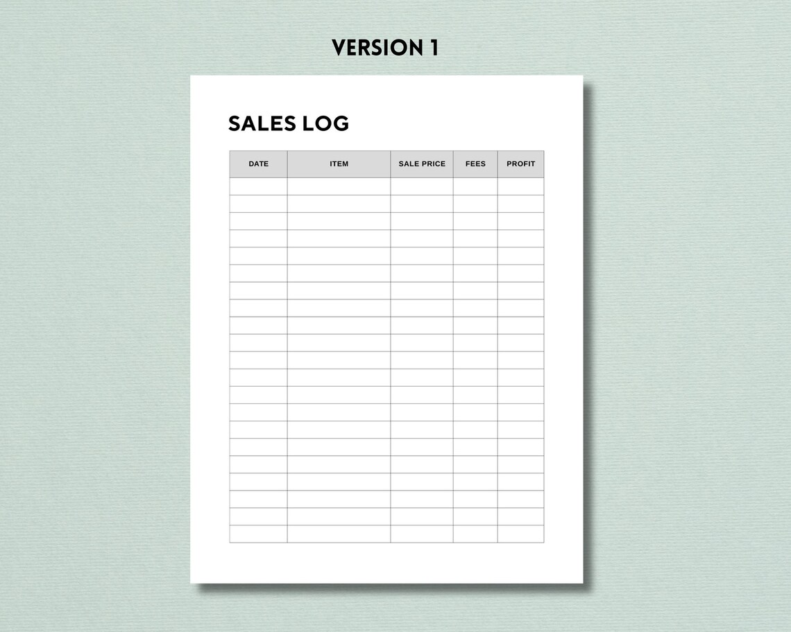 Sales Log Printable Template Sales Tracker Order Tracker - Etsy