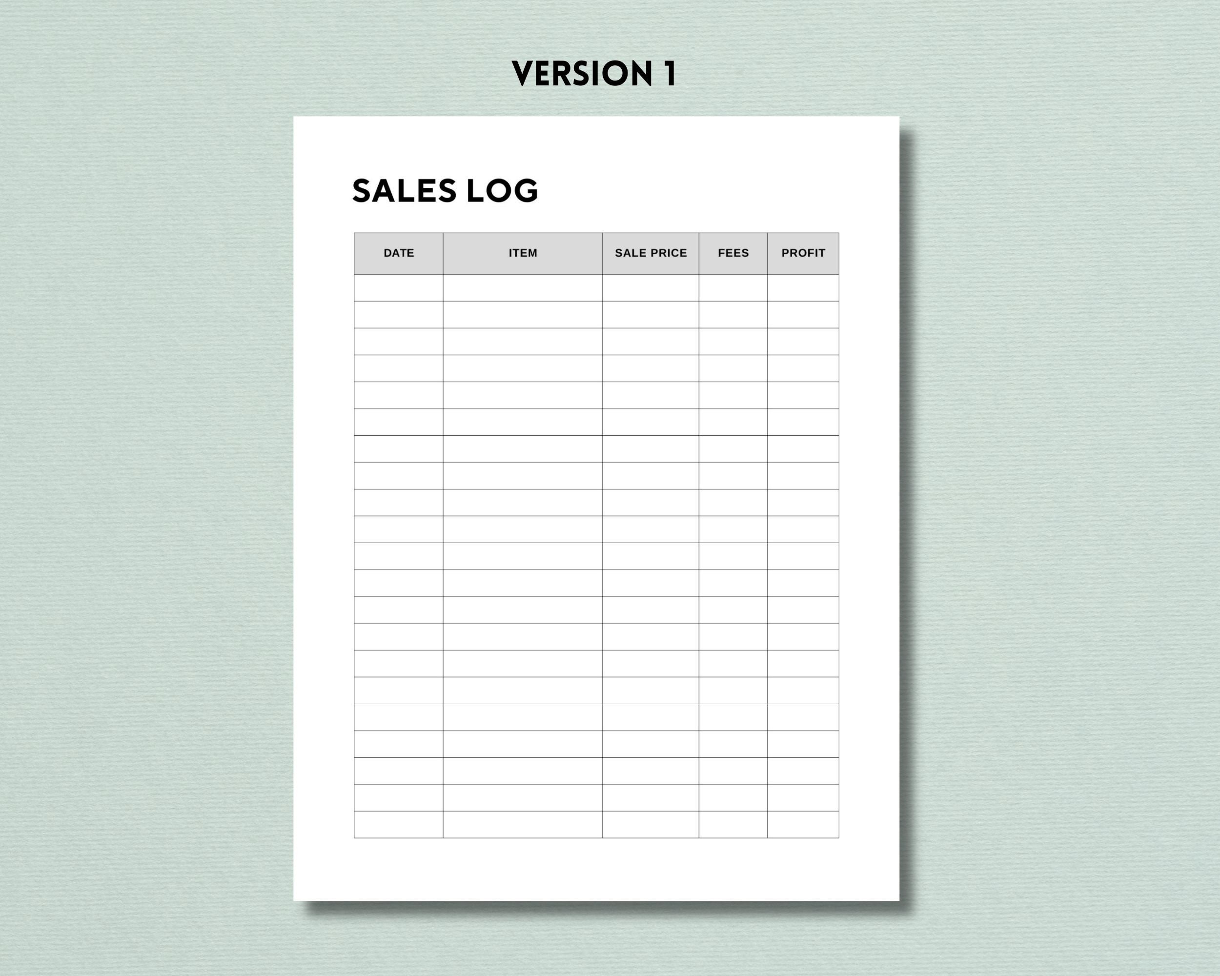 Sales Log Printable Template, Sales Tracker, Order Tracker, Order List ...