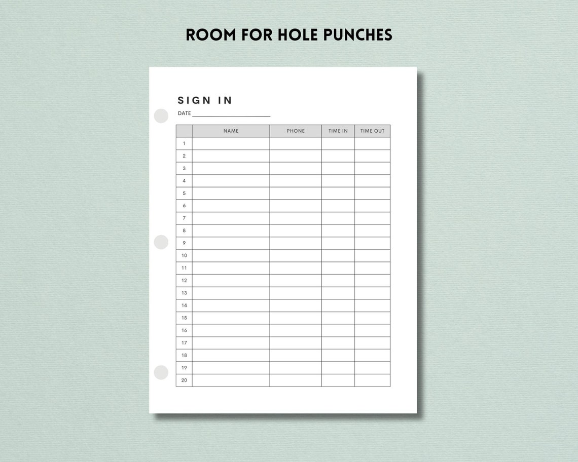 Sign in Sheet Printable, Event Sign In, Open House Sign In, Real Estate ...