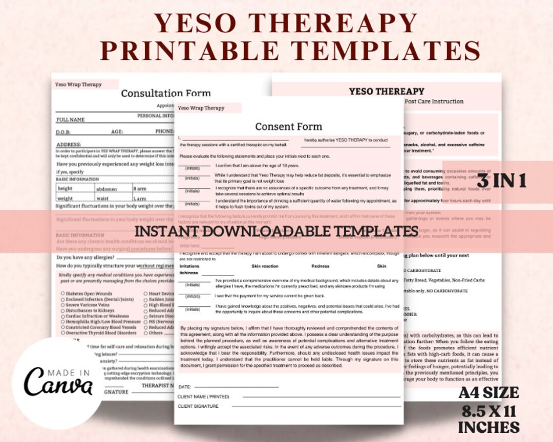 Editable Yeso Therapy Forms, Body Slimming Wrap Templates, Body ...