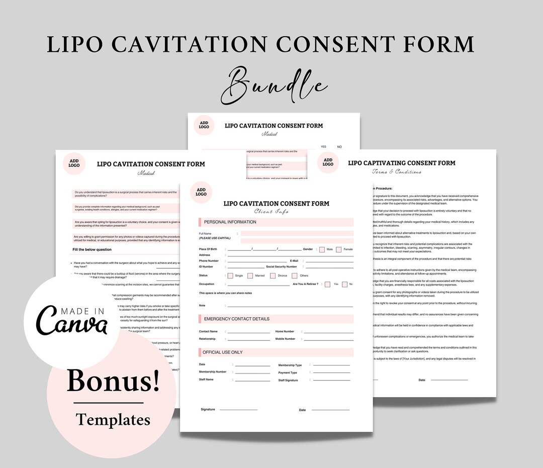 Lipo Cavitative Consent Form Guide, Editable Templates, Lipo Cavitation ...