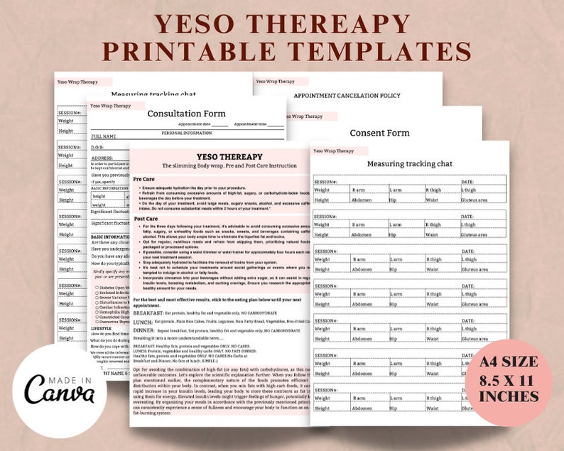 Editable Yeso Therapy Forms, Body Slimming Wrap Templates, Body ...