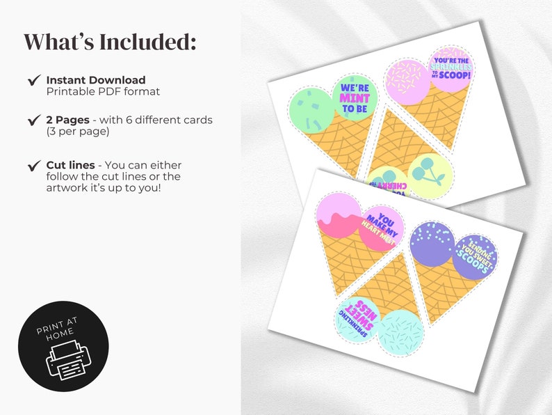 Kids Valentines Day Cards Printable Classroom Valentines Ice Cream ...
