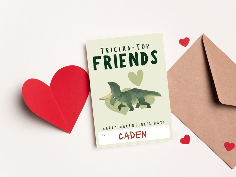 Dinosaur Kids Valentines Classroom Printable Dino Valentines Day Cards ...