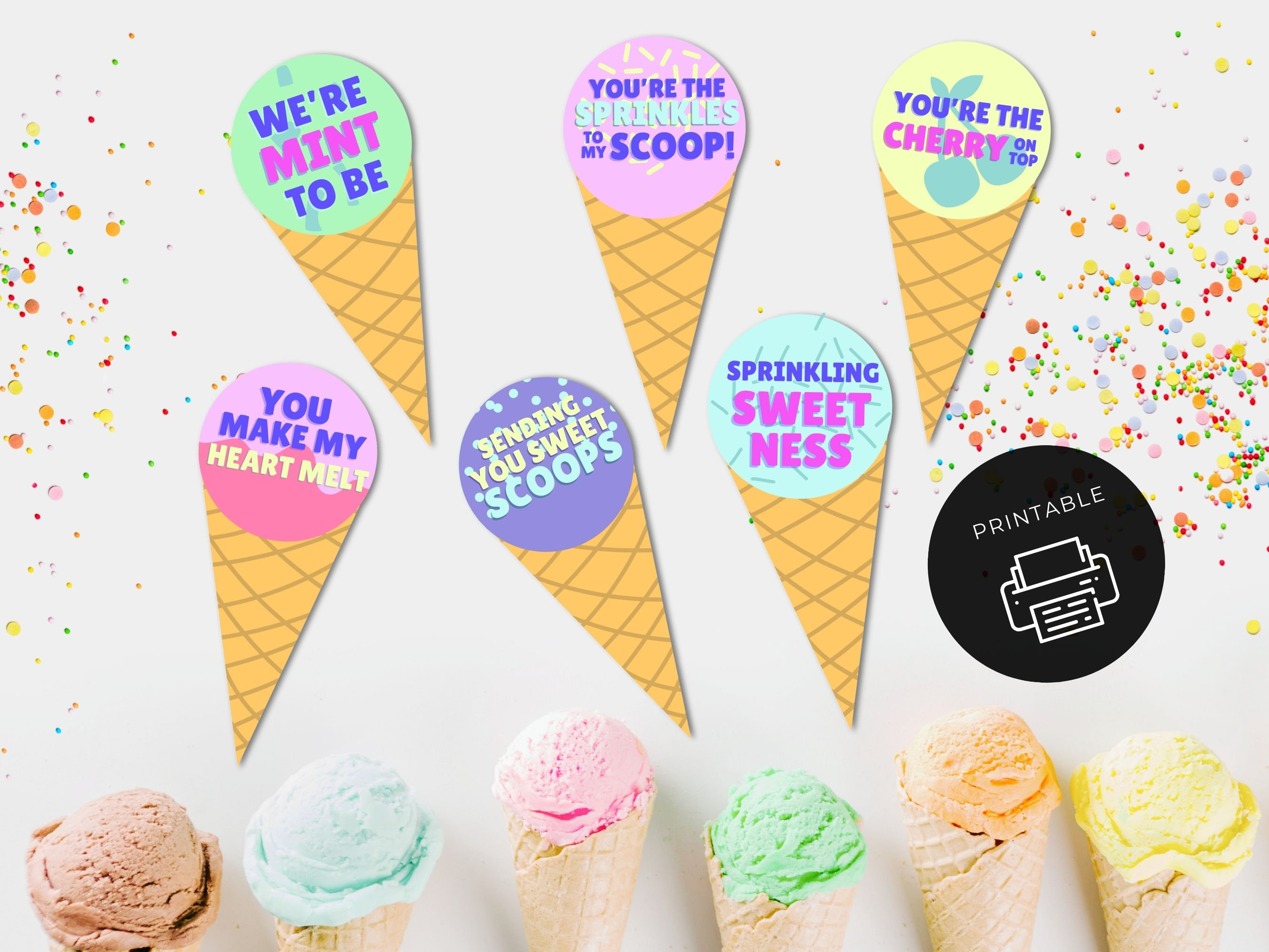 Kids Valentines Day Cards Printable Classroom Valentines Ice Cream ...