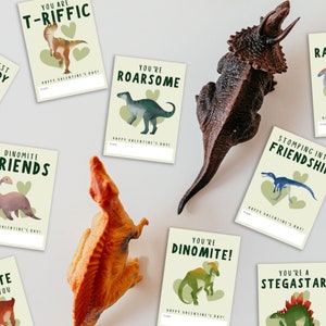 Dinosaur Kids Valentines Classroom Printable Dino Valentines Day Cards ...